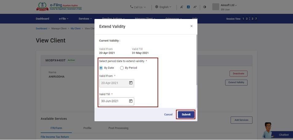 View Client Details (by ERIs) > User Manual | Income Tax Department